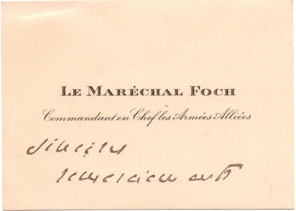 FOCH Ferdinand - Visiting Card with message – Richmond Autographs
